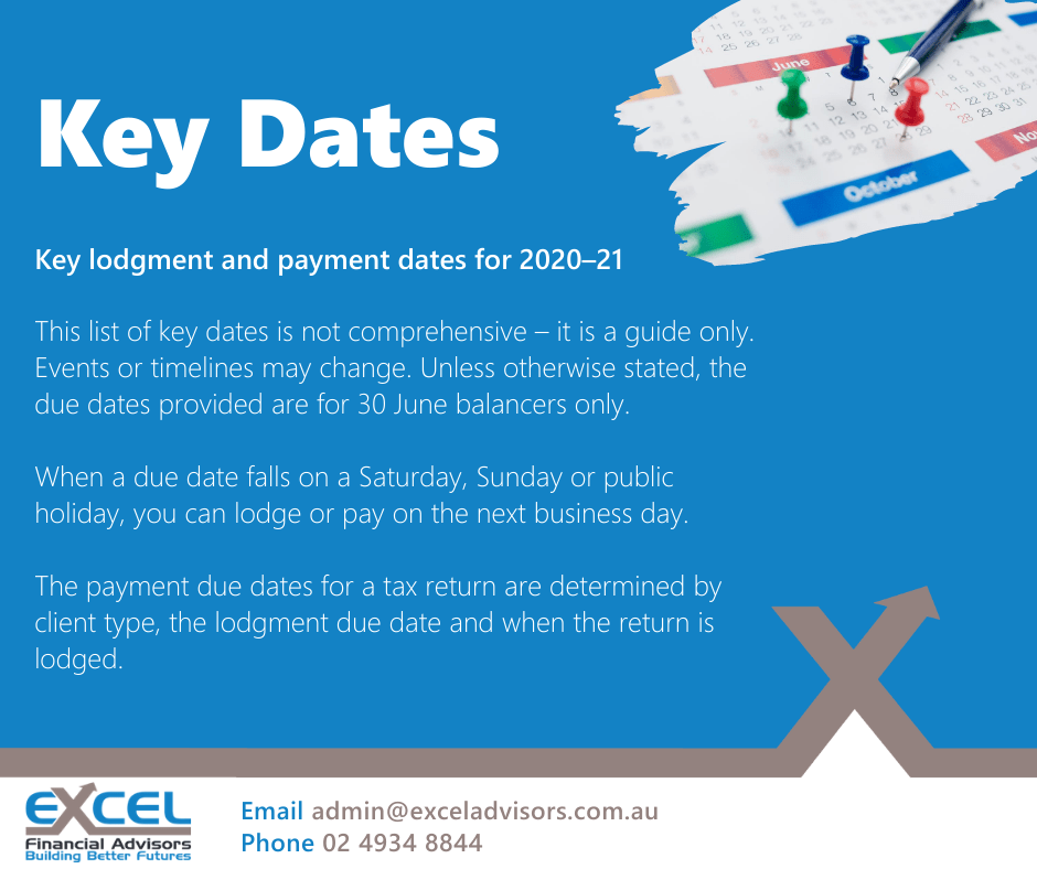Key Dates – Excel Financial Advisors – Your Accountant, Financial ...